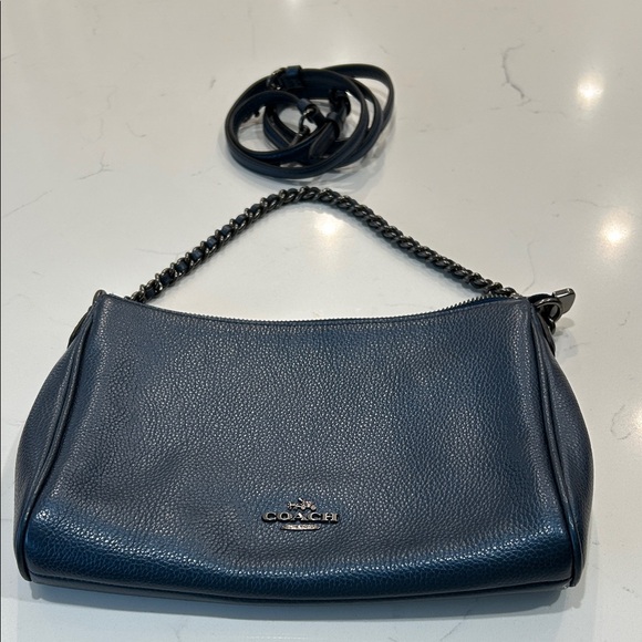 Coach | Bags | Coach Dark Blue Leather Shoulder Bag | Poshmark